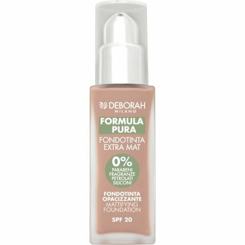 Deborah Milano DEBORAH Тональная основа матирующая FORMULA PURA EXTRA MAT FOUNDATION тон 01 Белоснежный, 30мл