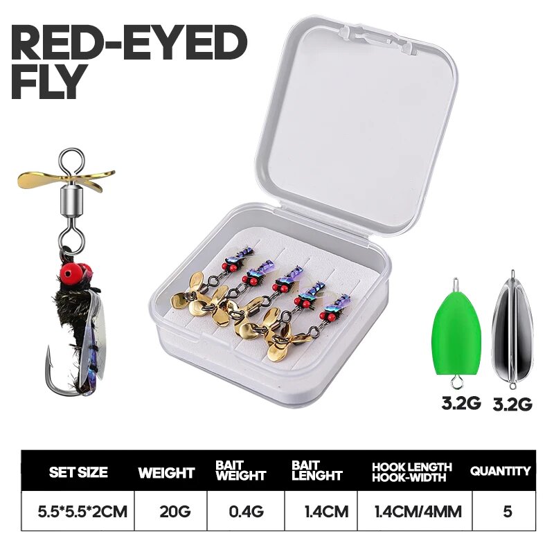 Набор искусственных приманок TAIYU, 5 шт. Red Eye fly