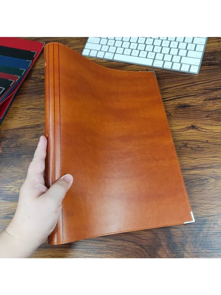 Папка-биндер A4 (коричневая кожа, 30 отверстий)