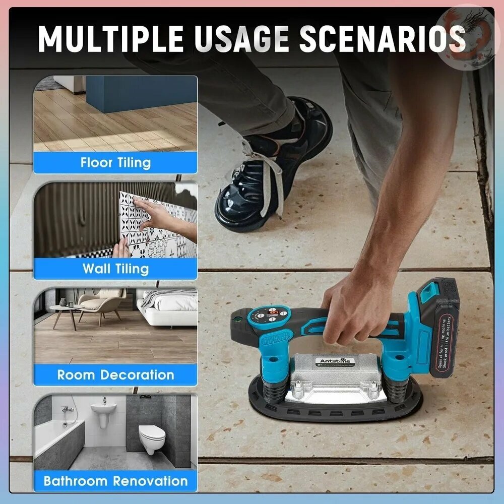 Электрическая плиточница с присоской + 21В, высокая мощность, вибратор. Один аккумулятор и одно зарядное устройство, вакуумная присоска11