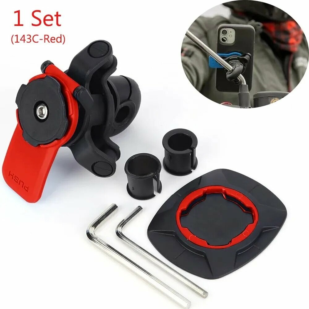 Quad Lock Антивибрационный Держатель для Телефона на Руль Мотоцикла с Демпфером - Универсальный Кронштейн для iPhone и Android, Велосипедный Замок (Защита от Вибрации 90%)