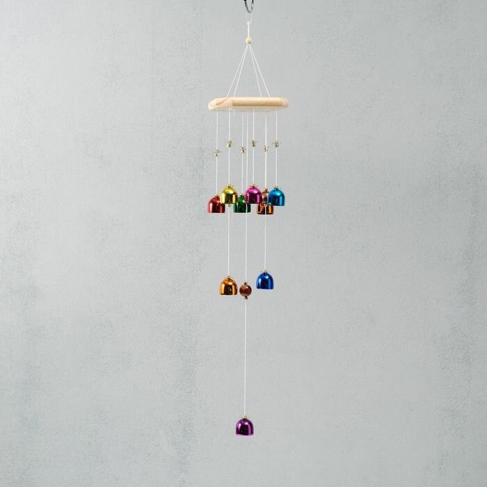 Музыка ветра КНР "Цветные колокольчики", металл, 9 колокольчиков, 64 см