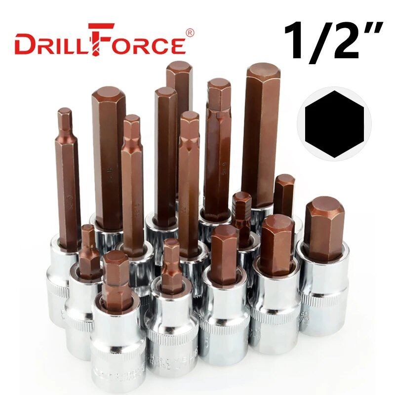 Drillforce 1/2" шестигранный адаптер бит S2 H4/H5/H6/H7/H8/H9/H10/H12/H14/H17/H19 H17x60mm