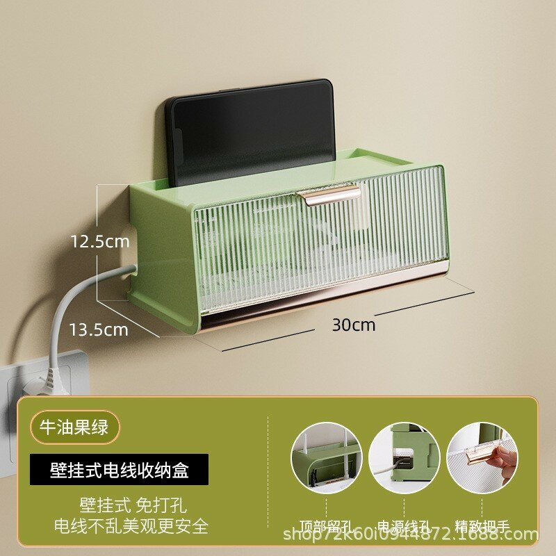 Настенный ящик для хранения роутера, полка для телевизионной приставки, хранилище для WIFI-модема, органайзер для кабелей, не требует сверления.