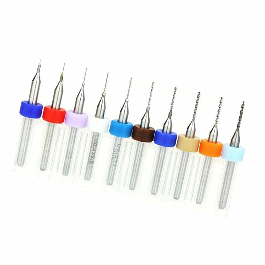 10шт, миниатюрное сверло с фиксированным хвостовиком для печатных плат, маленькое сверло-от 0,1 до 1,0 мм