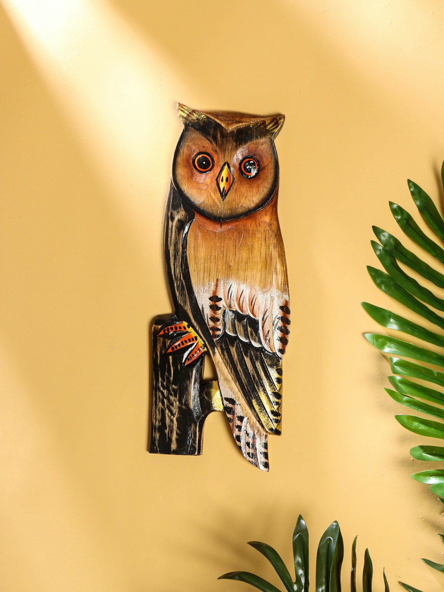 Панно "Сова на дереве", 13.5x1.5x33 см, дерево, способ крепления: подвес