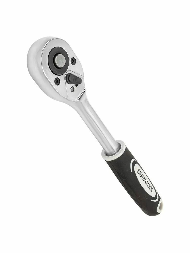 Трещотка реверсивная с двухкомпонентной резиновой рукояткой 3/8' SIGMATOOL