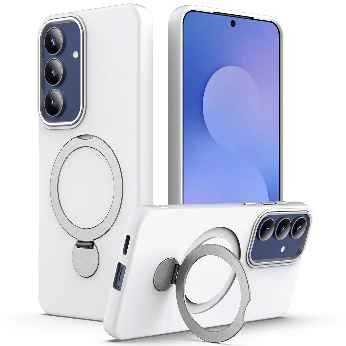 Белый чехол с кольцом для Samsung S25 FE