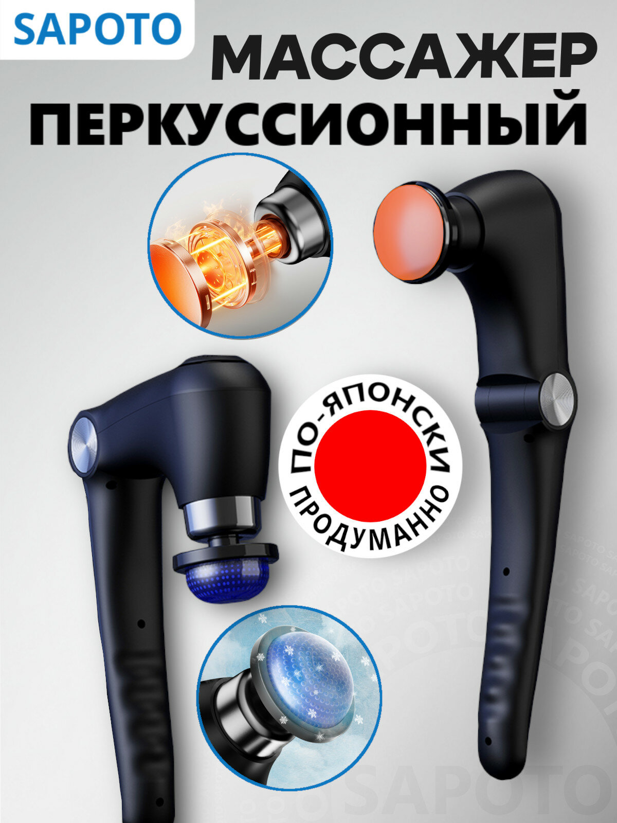 Перкуссионный массажер, вибромассажер для тела с подогревом и охлаждением, массажный пистолет SAPOTO Heat+Ice