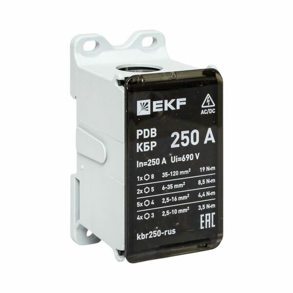 Блок распределительный клеммный КБР 250А EKF kbr250-rus