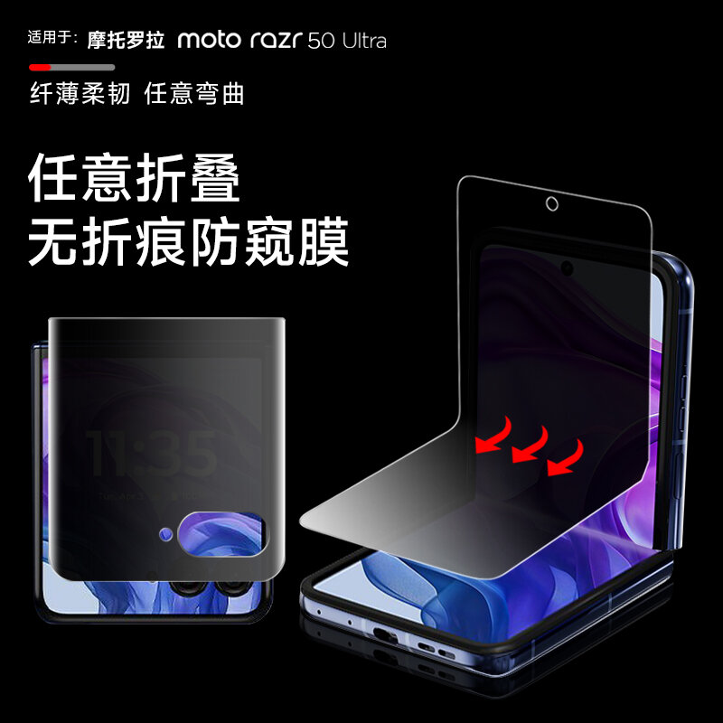 Motorola Razr 50 Высококачественный Анти-Бликовый Набор Защитных Пленок для Внутреннего, Наружного, Заднего Экрана и