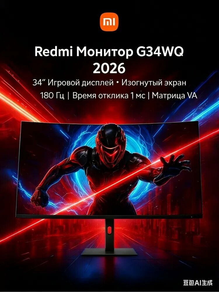 Redmi 34" Монитор Redmi Monitor G34WQ (C34WQDA-RG), 180 Гц MPRT 1 мс 34" WQHD Экран 350 нит, красный, черный матовый