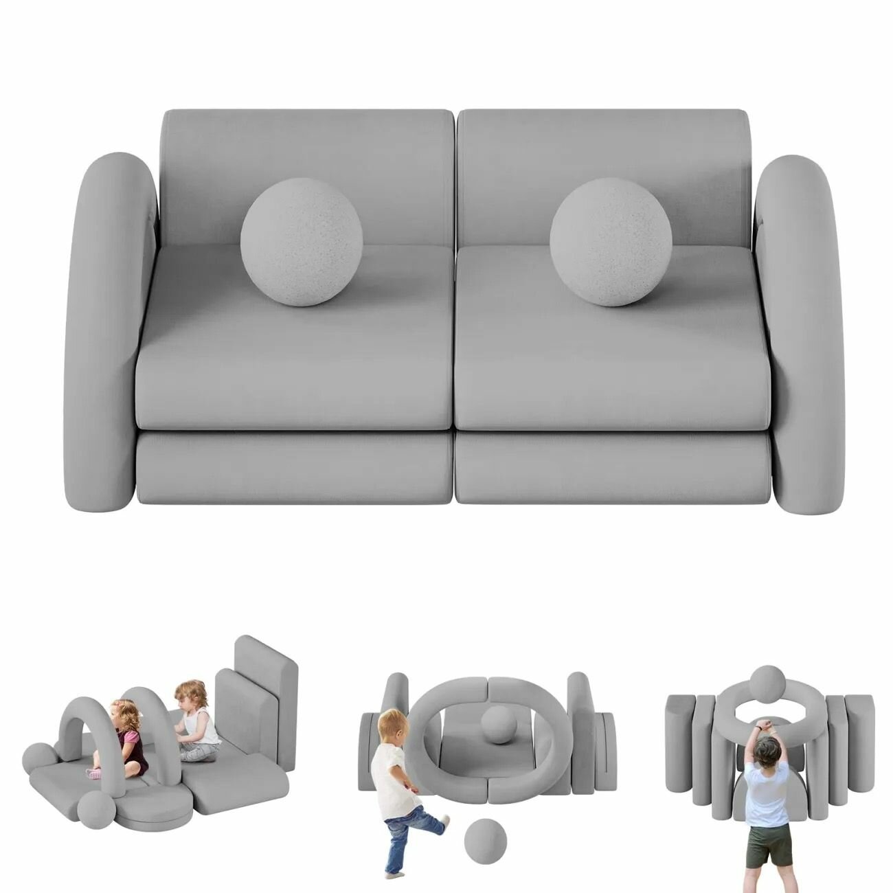 Детский диван Модульный набор 12 предметов из велюра