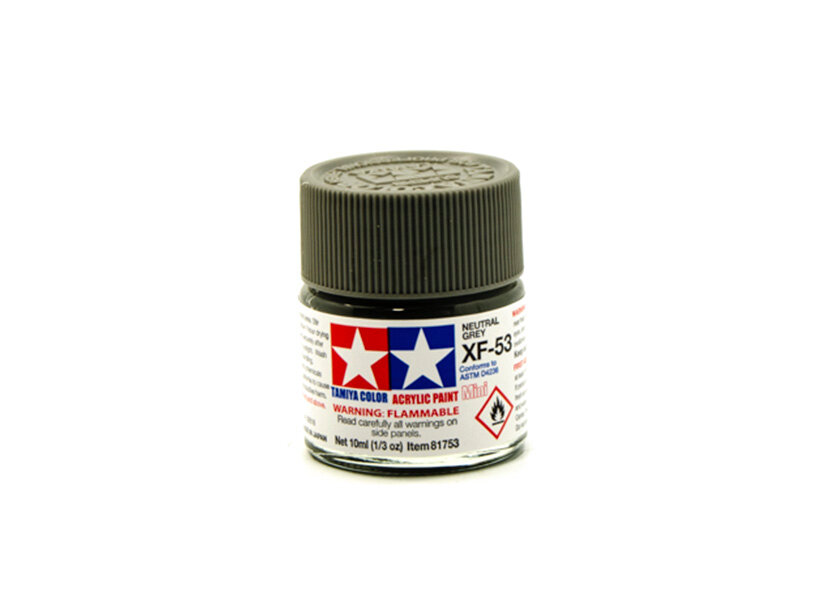 XF-53 Neutral Grey flat, acrylic paint mini 10 ml. (Нейтральный серый матовый) Tamiya 81753