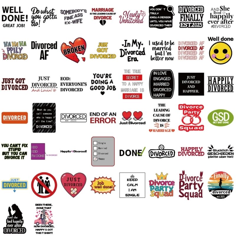 Упаковка из 50 Забавных ПВХ Стикеров На Тему Развода, Водонепроницаемых Наклеек, Этикеток Для Скрапбукинга, Ведения Журнала, Аксессуаров Для Телефонов И Ноутбуков