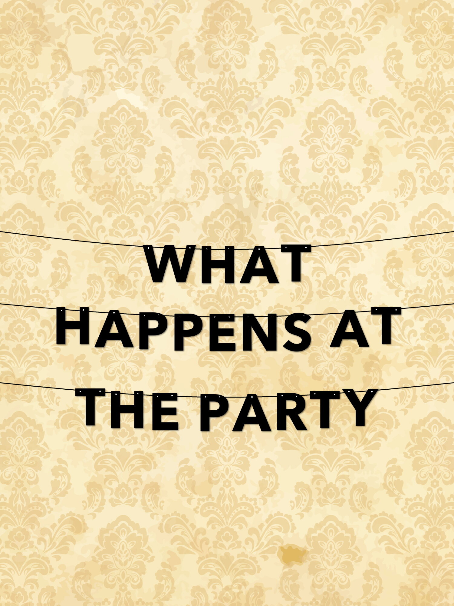Легкая многоразовая гирлянда what happens at the party - для праздников и вечеринок, высота букв 10 см, толщина букв 1 мм, долговечный материал.