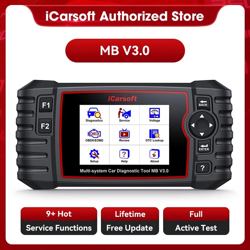 2025 бесплатная UPDATE iCarsoft MB V3.0 для Mercedes-Benz Sprinter Smart OBDII, диагностический сканер, двигатель ABS TPMS DPF, сброс масла!