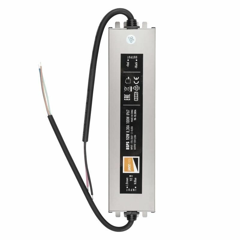 Блок питания для светодиодной ленты 100Вт 8.3А 12В IP67 BSPS влагозащ. метал. JazzWay 3329280A