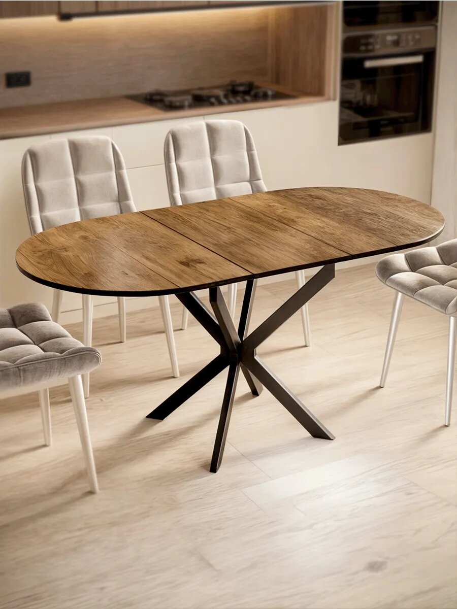 Стол кухонный овальный круглый раздвижной (120-157х80х78)