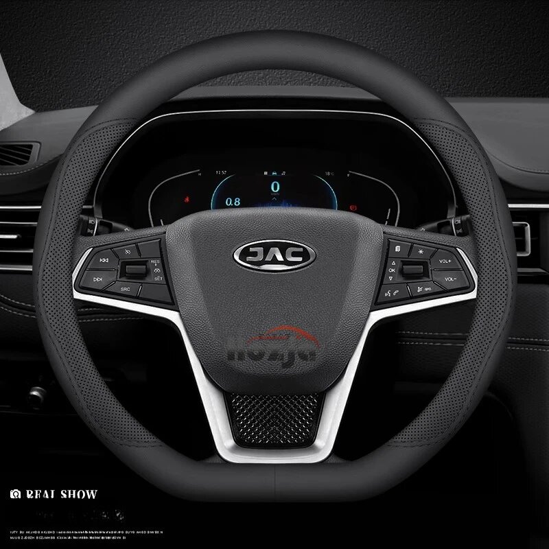 Автомобильный кожаный чехол на руль для JAC E-JS1 E-JS4 E-J7 JS4 T9 T6 T8 PRO JS2 JS3 D black line