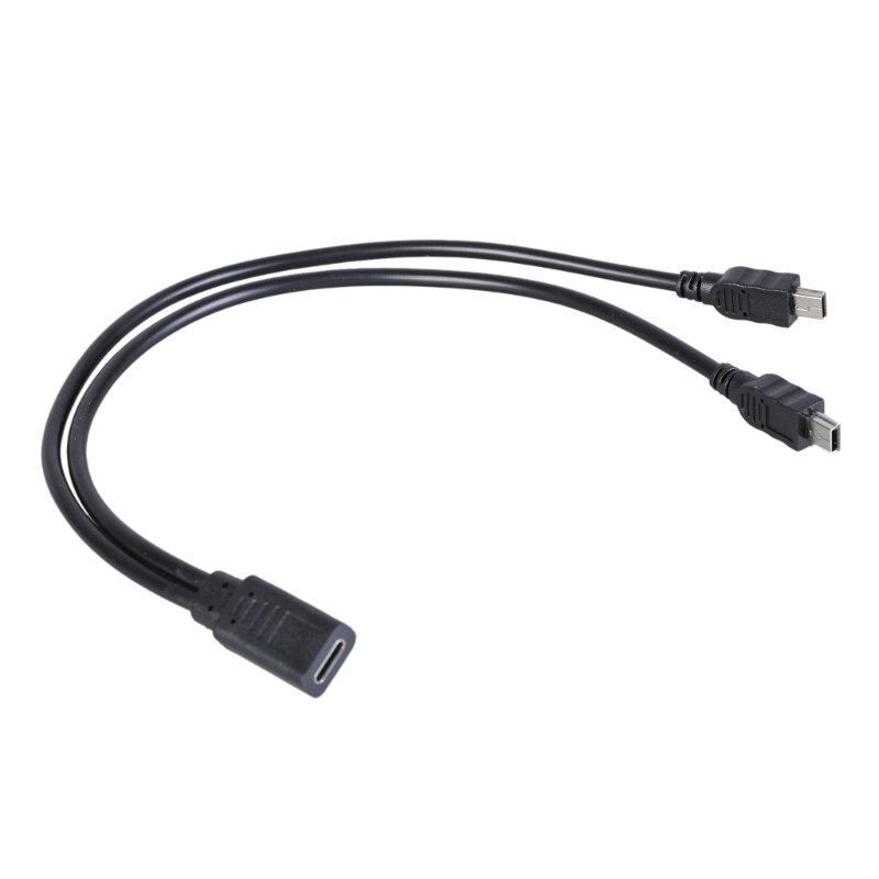 Мультизарядный кабель USB C Кабель-разветвитель 2 в 1 Кабель для быстрой зарядки от разъема USB C к двойному разъему Mini USB для телефона