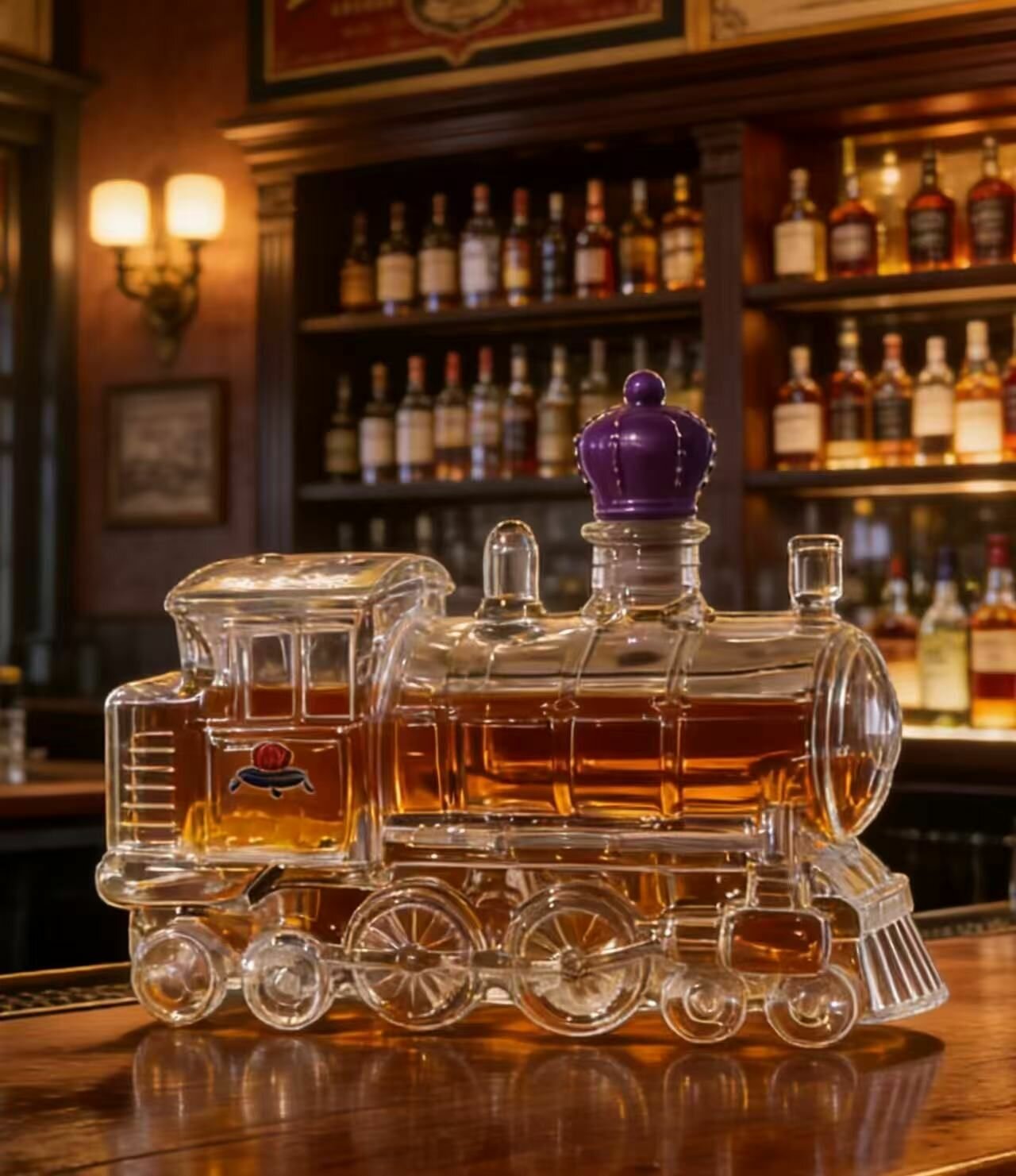 Декантер для алкоголя в виде ретро-паровоза, 350 мл, подарок для мужчин