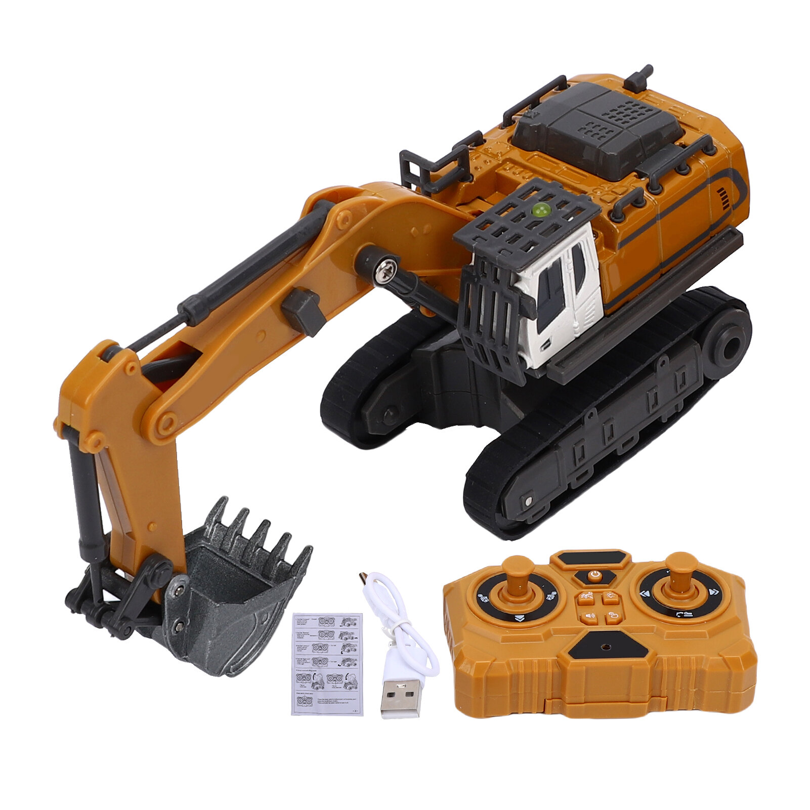 Миниатюрный радиоуправляемый экскаватор, масштаб 1/64, 2,4 ГГц, строительная техника из сплава, управляемая через приложение, модель экскаватора со светом и музыкой.