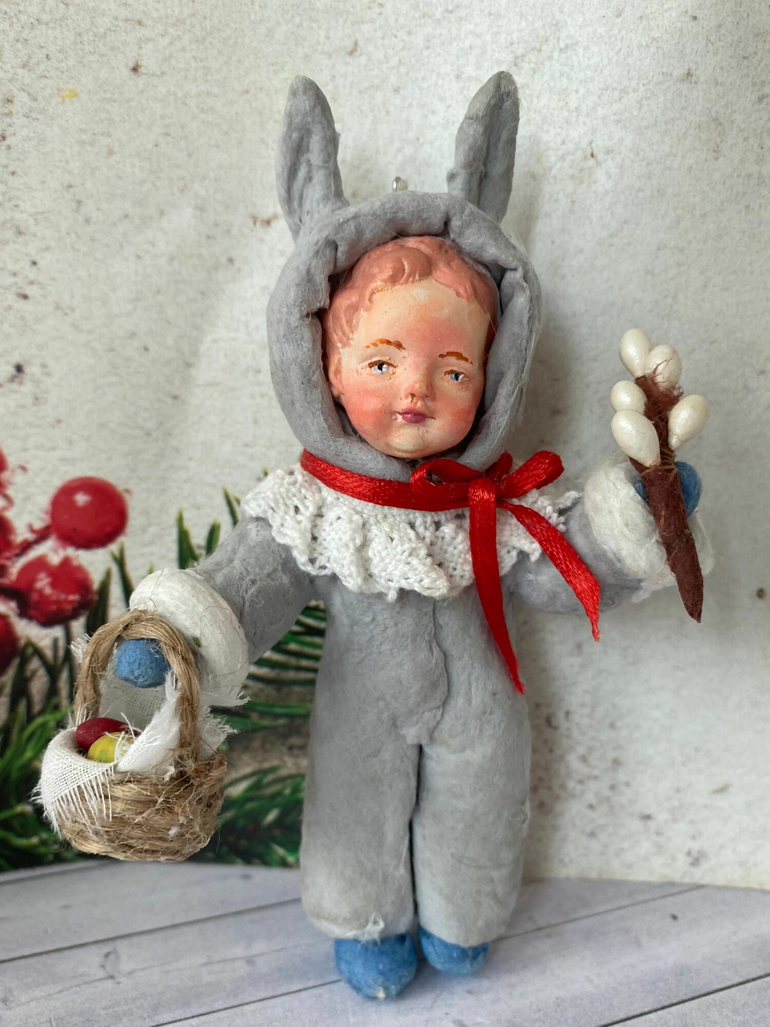 Ватная игрушка Пасхальный зайчик .
