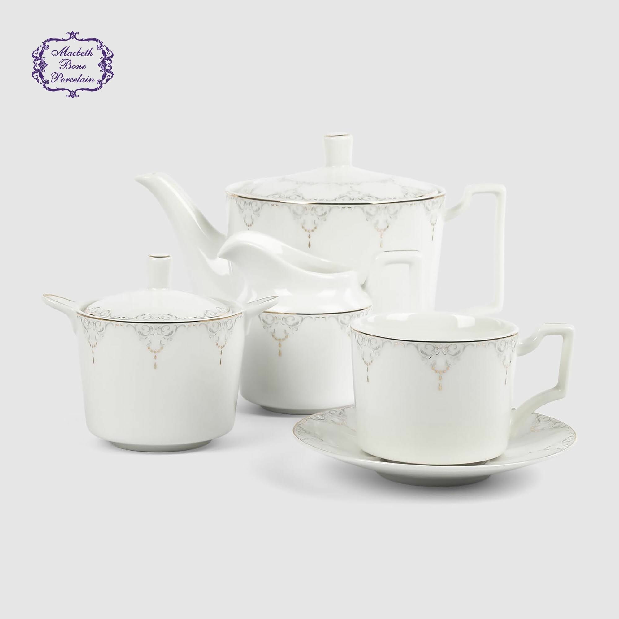 Набор посуды чайный на 6 персон Macbeth bone porcelain Gill, 15 предметов