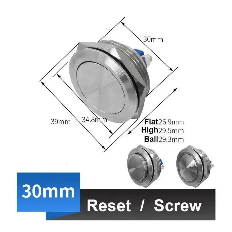 Кнопочный переключатель 30мм Reset screw, High Round
