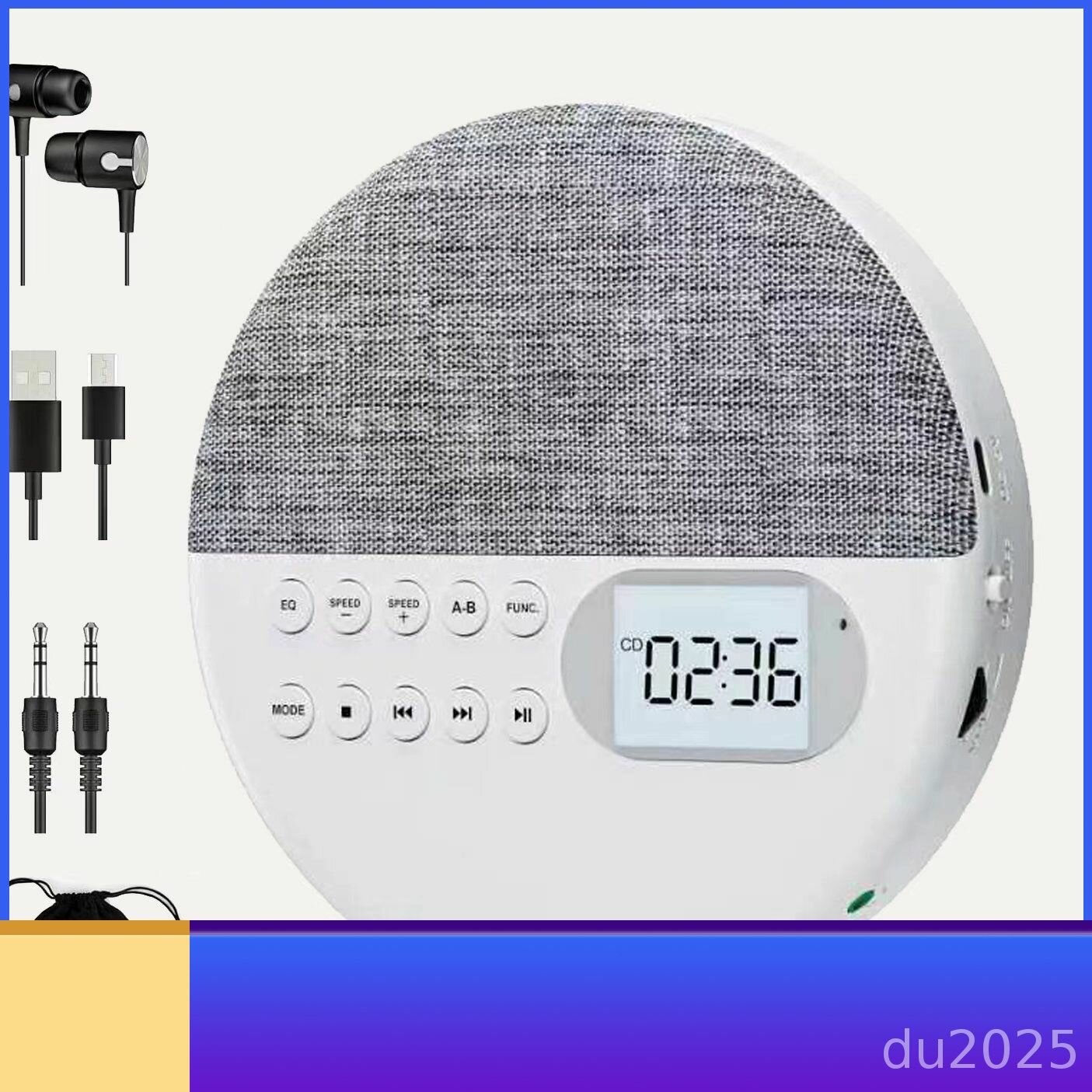 Портативный CD-проигрыватель с поддержкой MP3 и MP4, питание от батареек