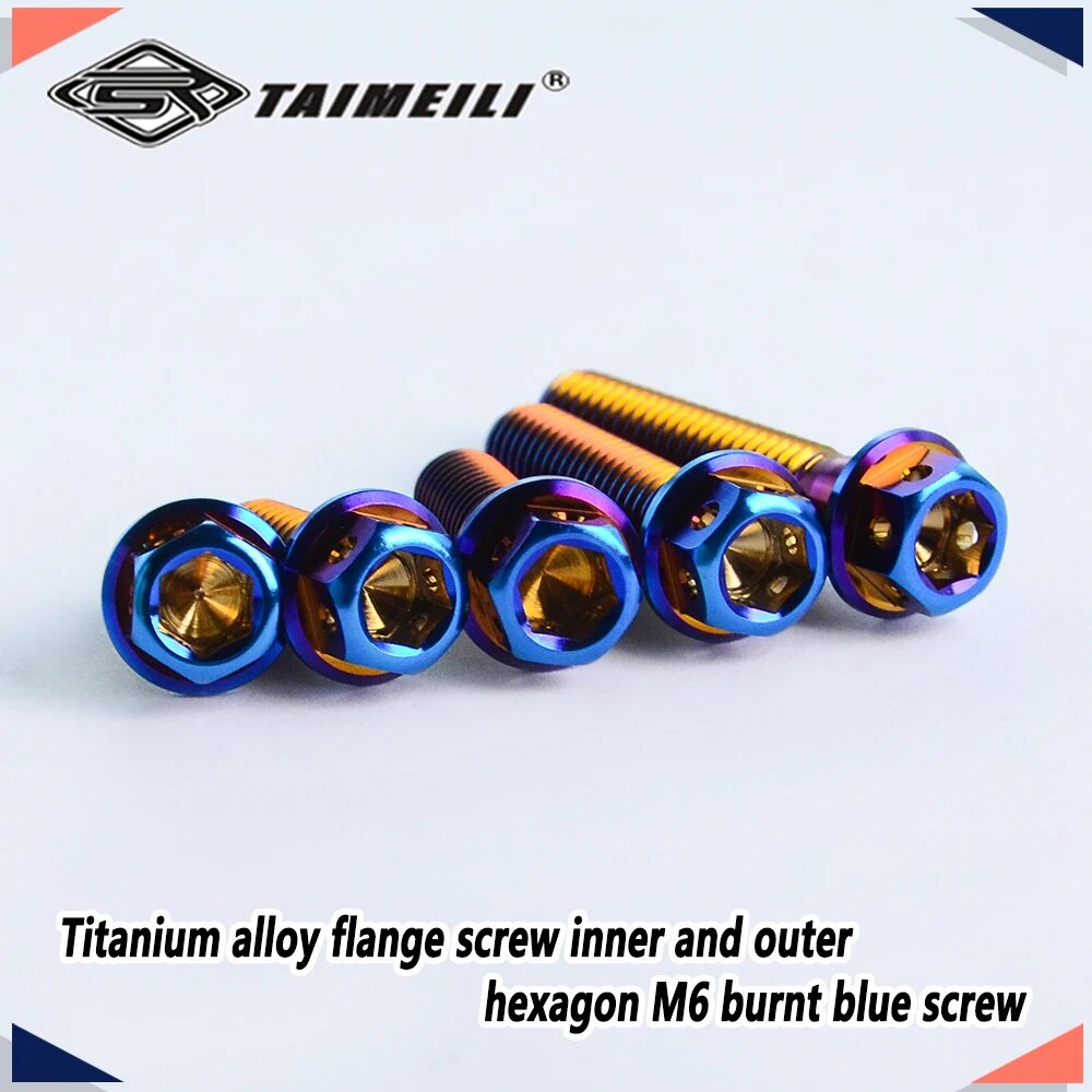 TAIMEILI Титановые болты М6/10/15/20/25/30/35/45/50/60 мм синего цвета 6X15mm