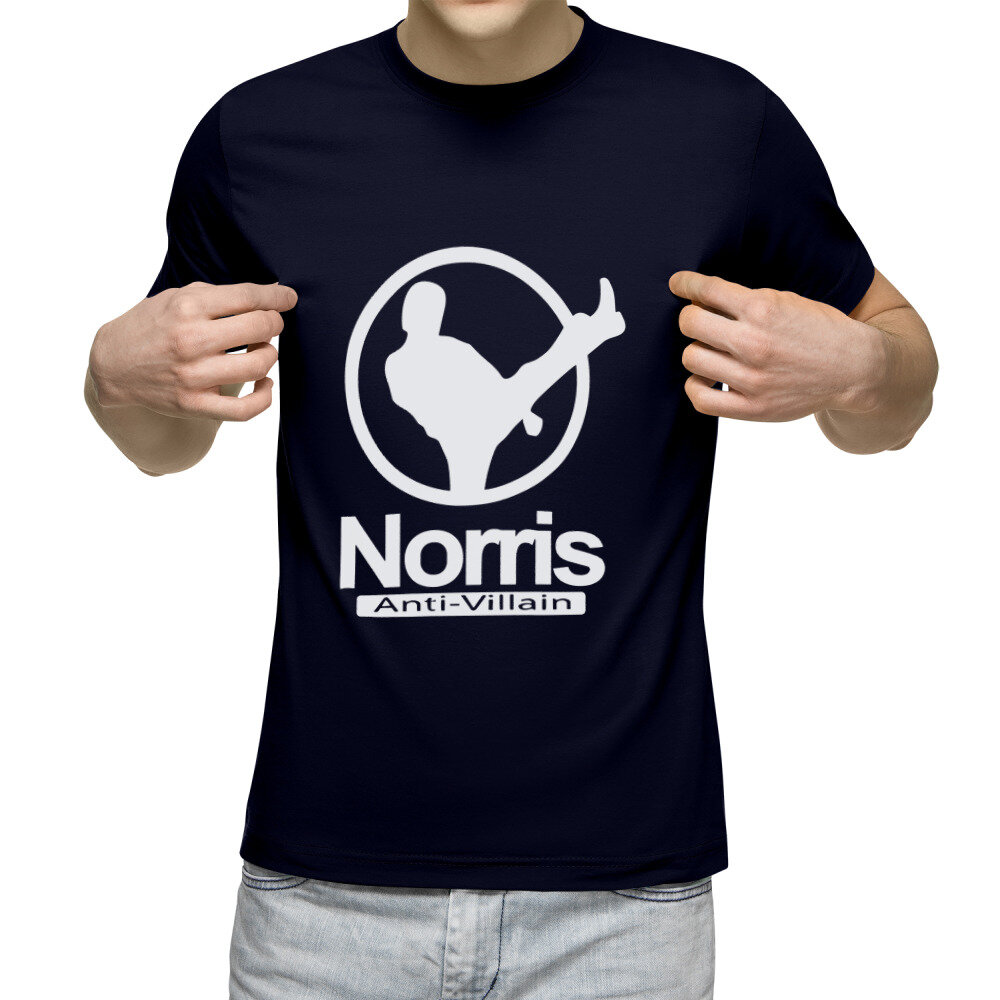 Мужская футболка «Чак Норрис -Chuck Norris» (темно-синий, 3XL)