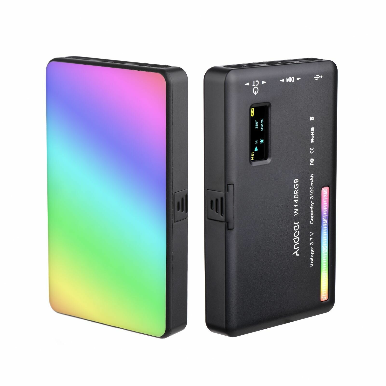 Видеосвет, Andoer, мини, W140RGB LED 2500K-9000K, Tomshoo