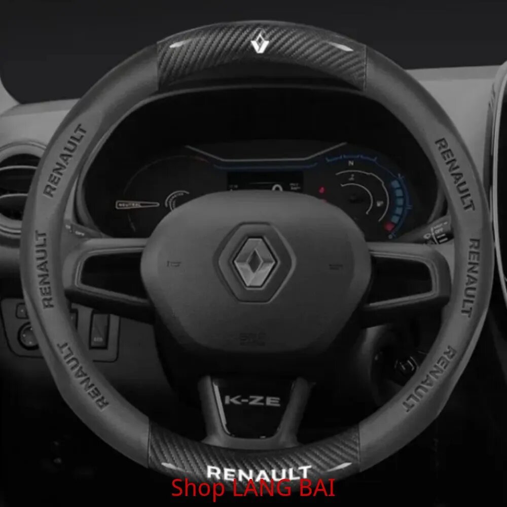 Оплетка на руль, диаметр 37 см, искусственная кожа, черная, для Renault, 1 шт.