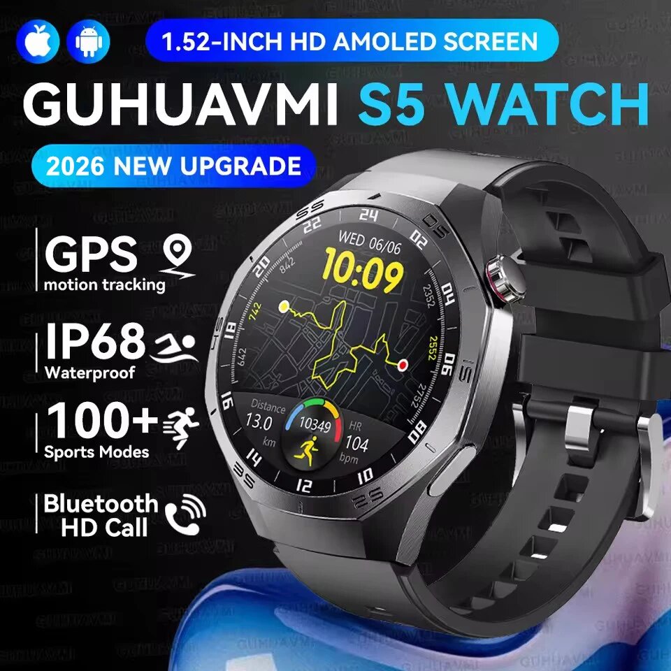 GUHUAVMI S5 Smart Watch, Черный, Синий