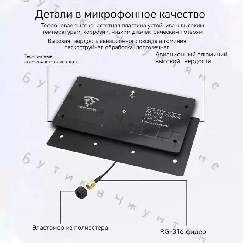 MAPLE WIRELESS Антенна 5.8 ГГц 17dBi для р/у моделей, черный матовый