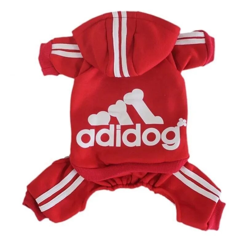 Спортивный костюм «Adidog» для небольшиx пород собак , красный цвет . Размер XXL .