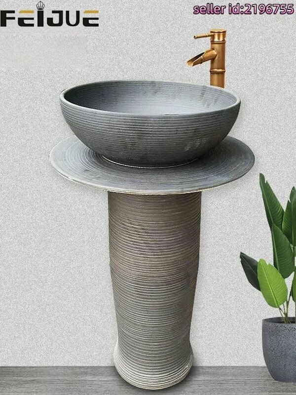 Напольная раковина для ванной, Керамика, размер 41*41*81см, В комплект входит: отдельностоящая раковина , донный клапан, сифон.