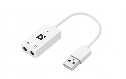 Кабель-переходник Defender Аудиовход: 2 x 3.5 мм jack/ Аудиовыход: USB / встроенная звуковая карта