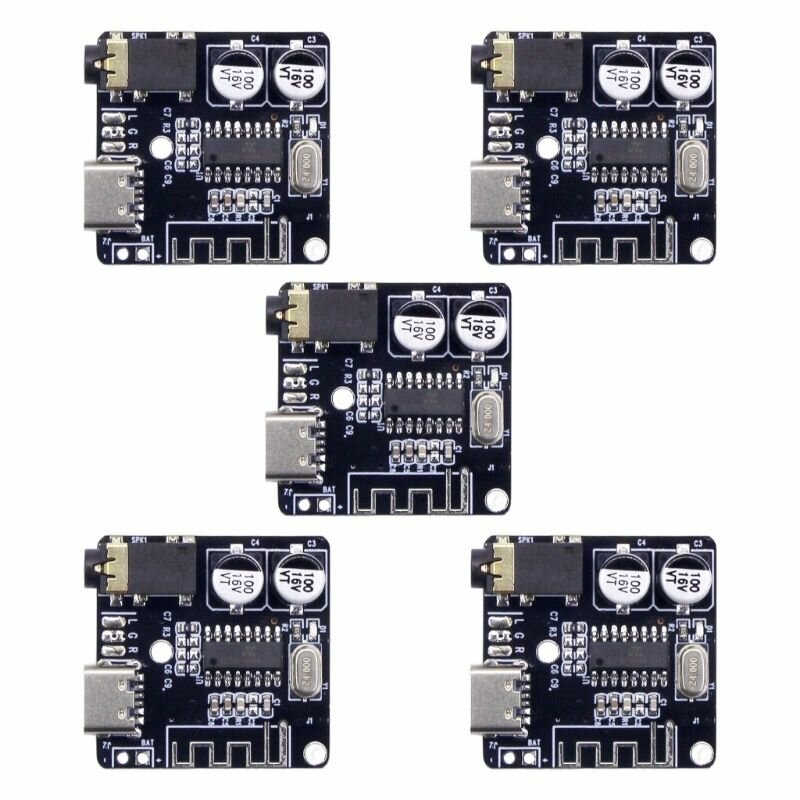 (5 шт.) Беспроводной Bluetooth 5.0 аудиоприемник Type-C для авто, Hi-Fi - 5 шт.