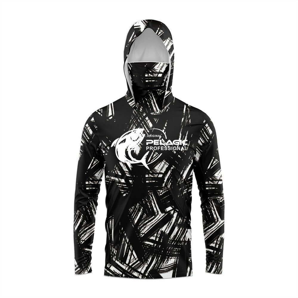 PELAGIC Джерси мужская для рыбалки с капюшоном с принтом Точки, рыболовный лонгслив летний солнцезащитный