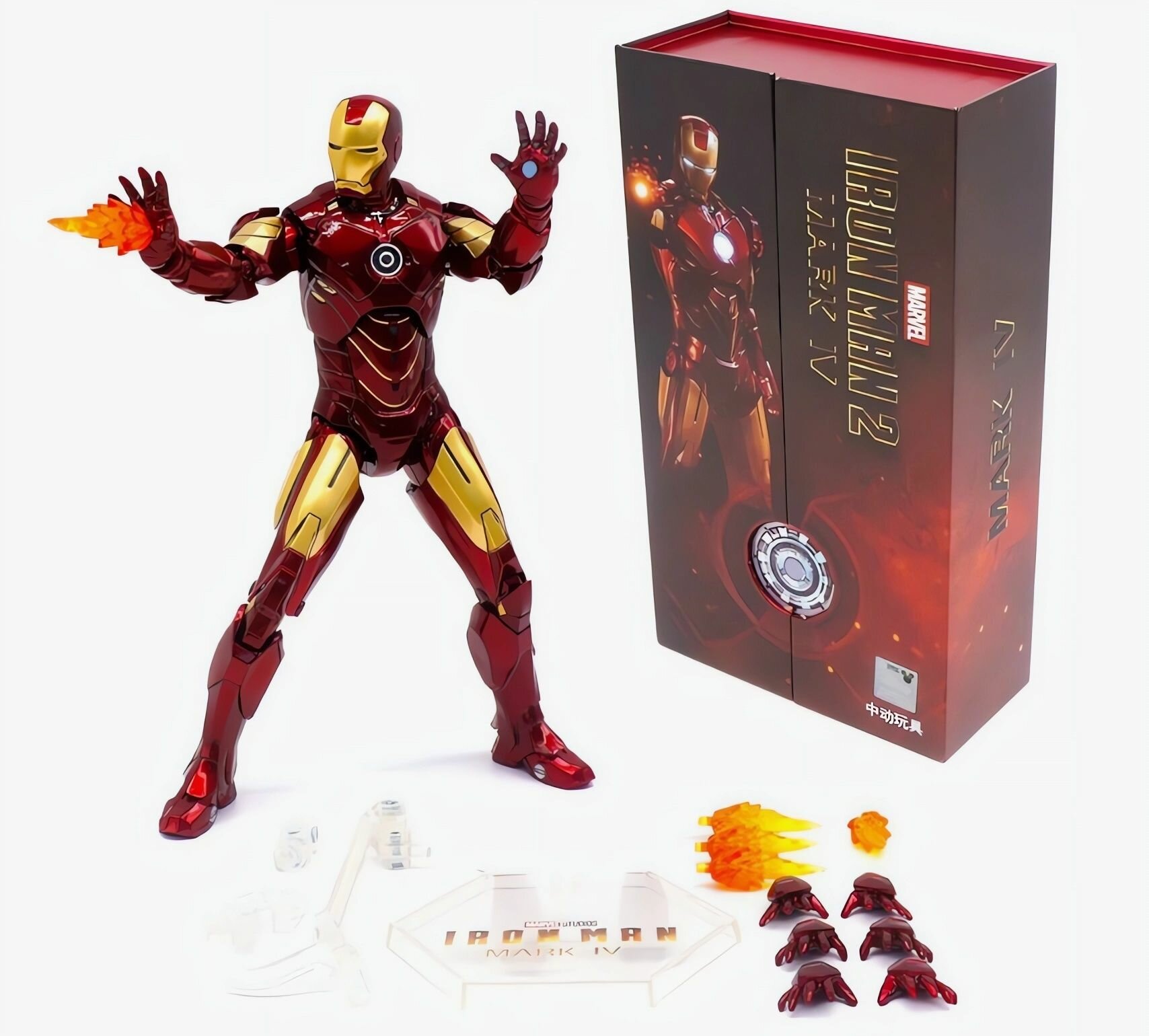 Kоллекционная лицензионная фигурка с аксессуарами от "Marvel/ZD TOYS". "Железный человек"/Iron Man (Mark-4) Высота - 18 см
