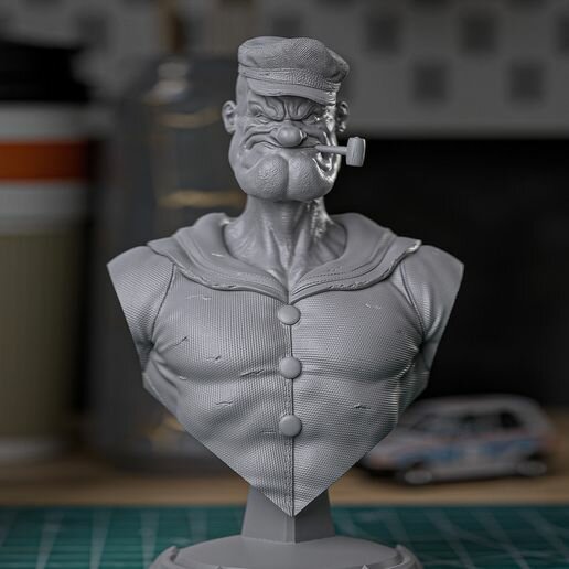Сборная модель Popeye (Popeye), бюст, 139мм для покраски
