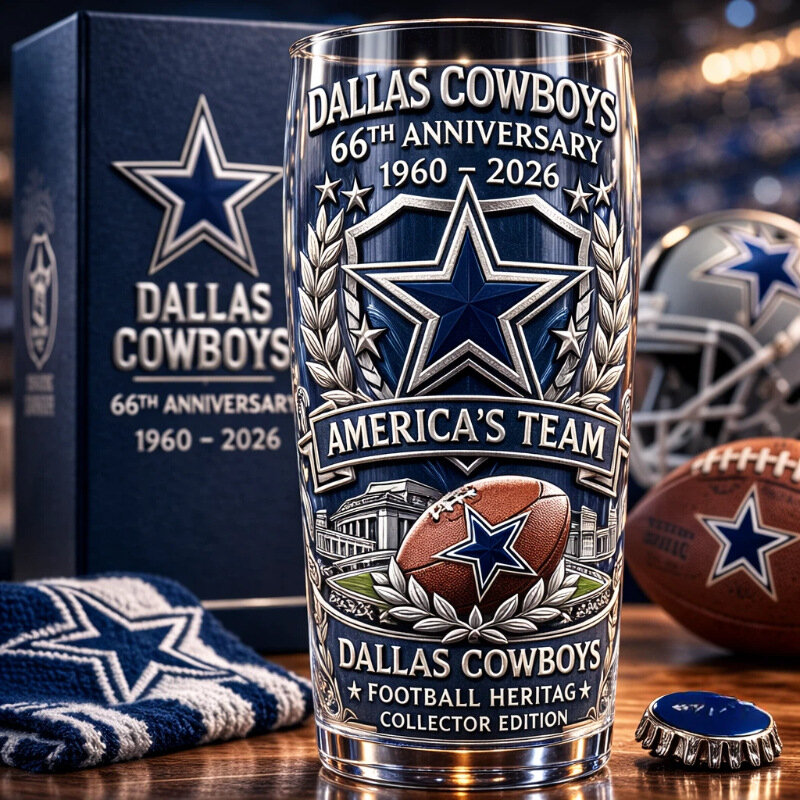 Стеклянный пивной бокал, Dallas Cowboys, Пивная кружка команды по регби, Цветное стекло