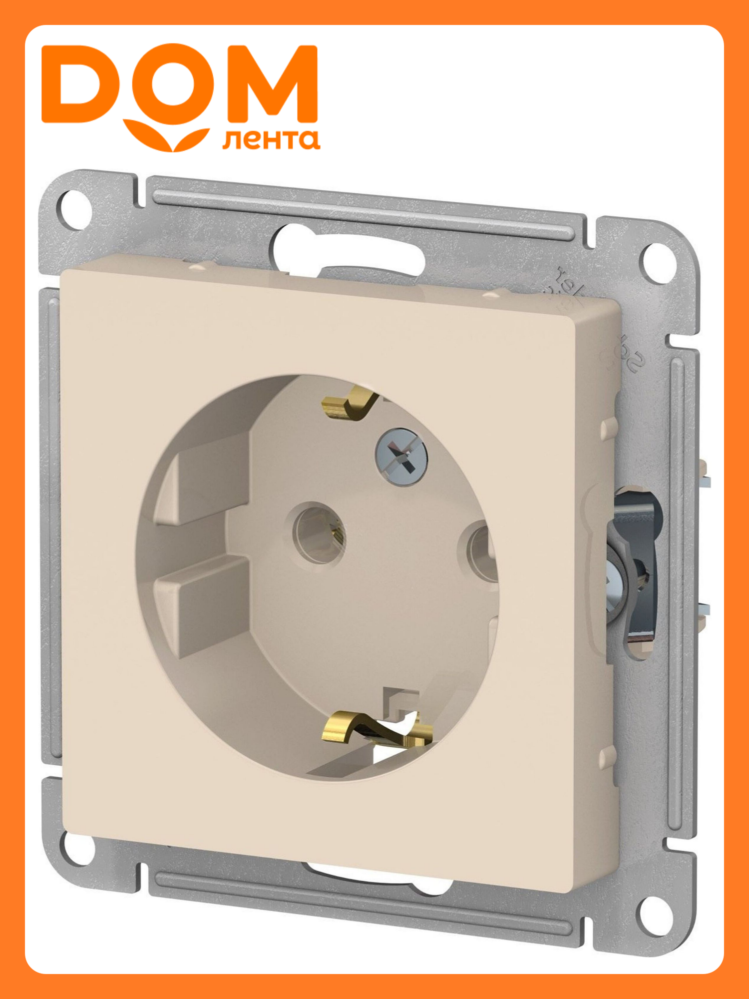 Розетка Schneider Electric AtlasDesign ATN000243, с заземлением, термопласт, бежевая