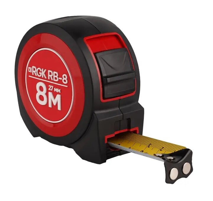 Рулетка RGK RB-8 с широкой лентой, 8м