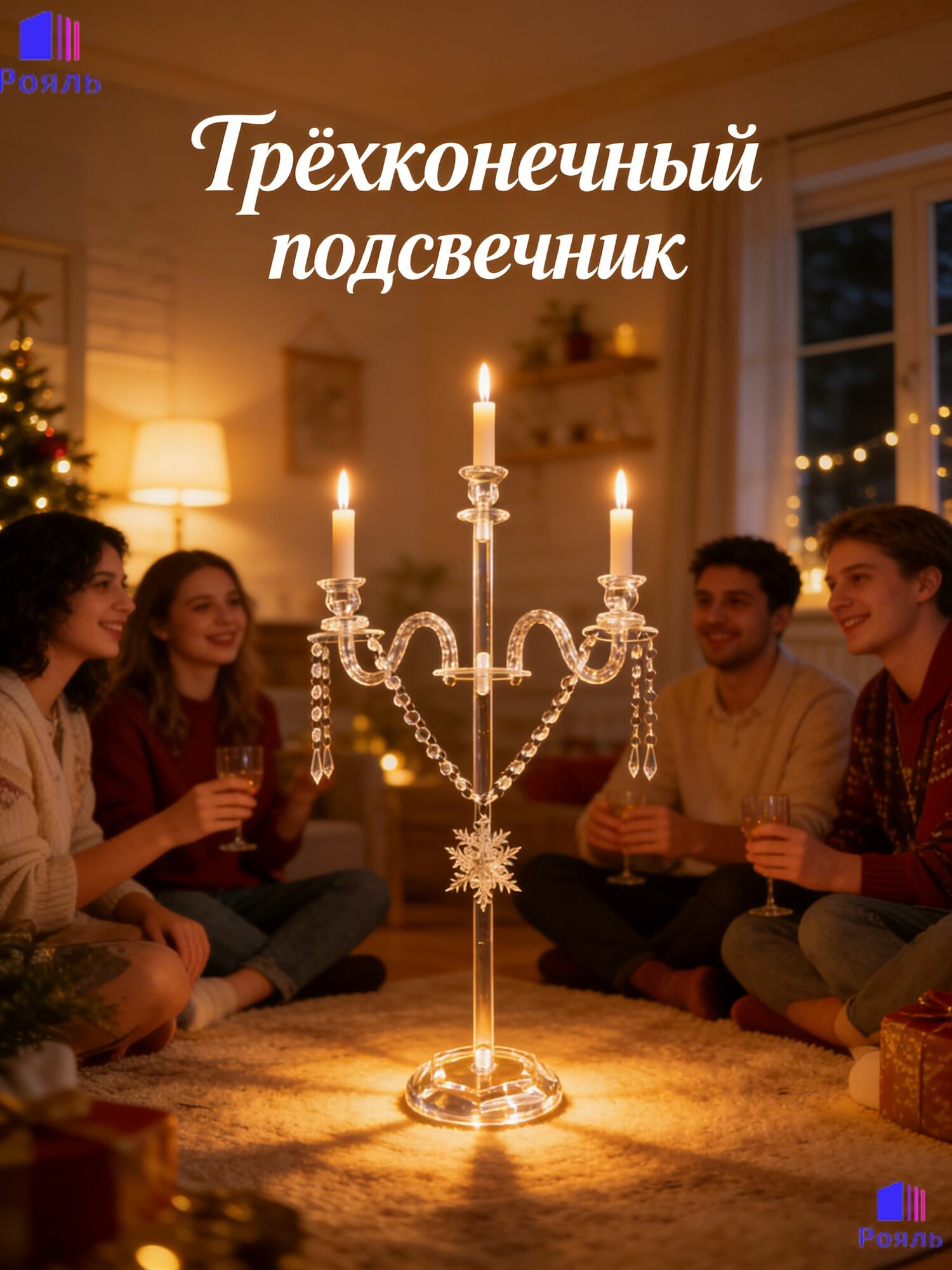 Подсвечник акриловый прозрачный для декора свадьбы, вечеринки, праздничного стола