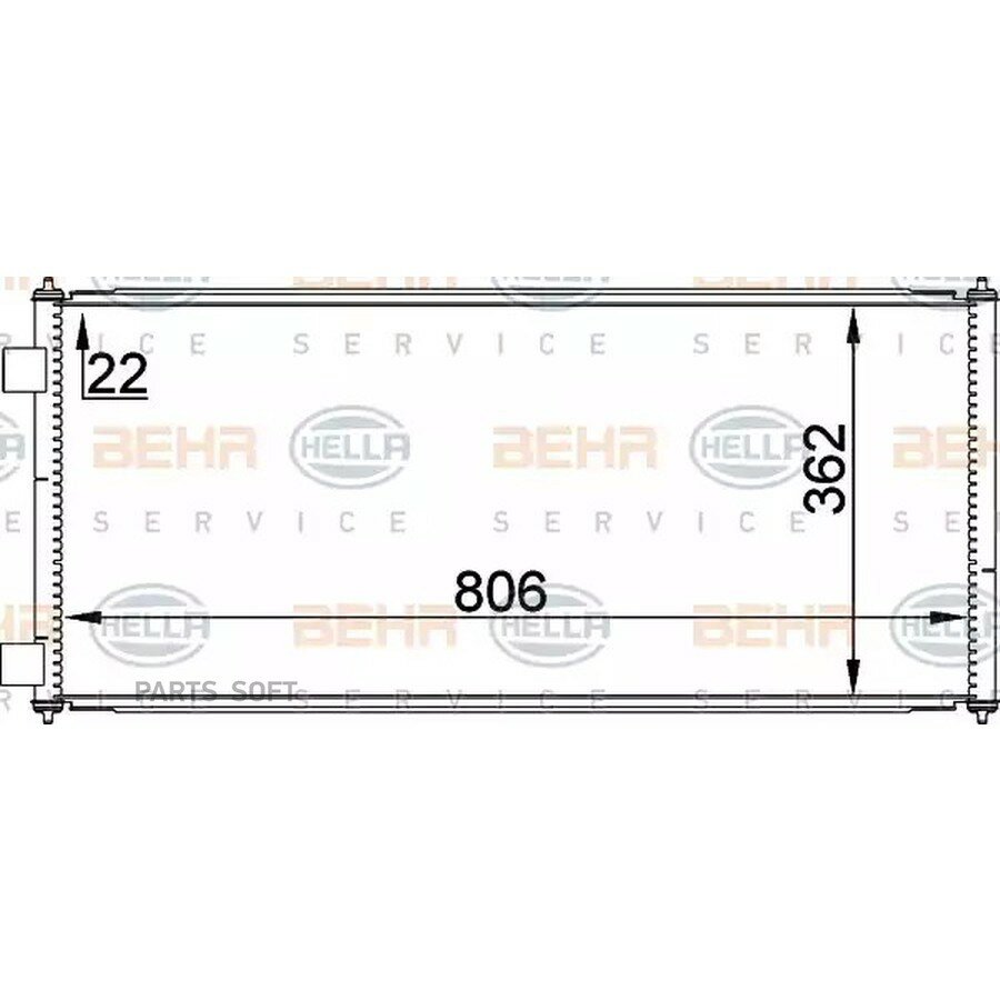 Конденсатор, кондиционер от официального дистрибьютора, BEHR-HELLA, артикул 8FC351300751