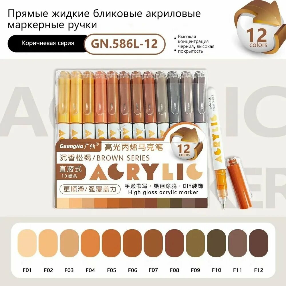 GuangNa Набор ручек Гелевая, толщина линии: 1 мм, 12 шт.